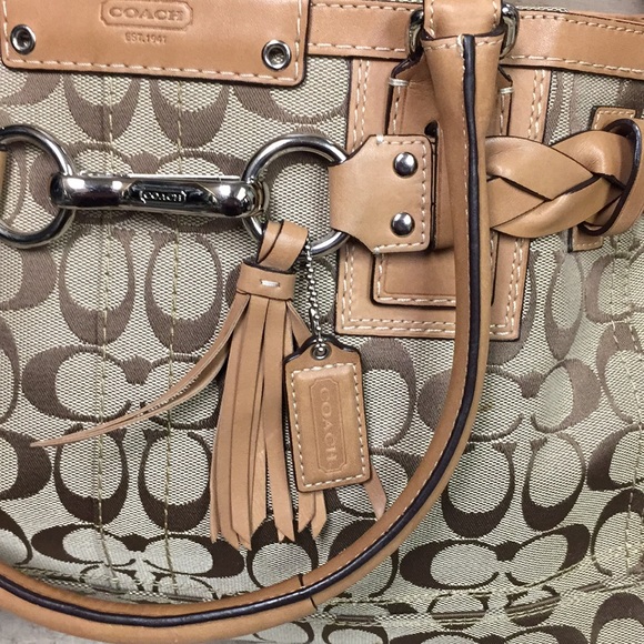 Coach | Bags | Coach Hampton Carryall Satchel Tote Monogram And Braided ...